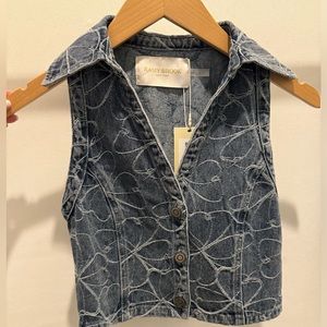 Ramy Brook | Tops | New Rami Brook Deacon Floral Embroidered Denim Vest ...